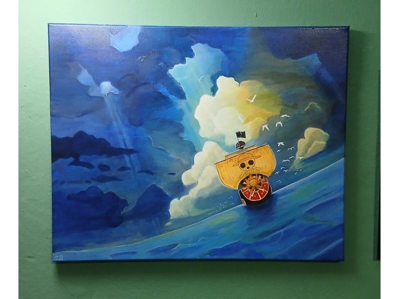 One Piece Thousand Sunny slika 50x40, akrilne boje