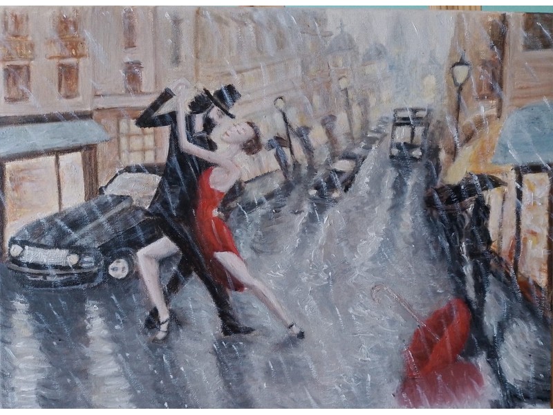 Tango in the Rain , oil on canvas, 30x40
