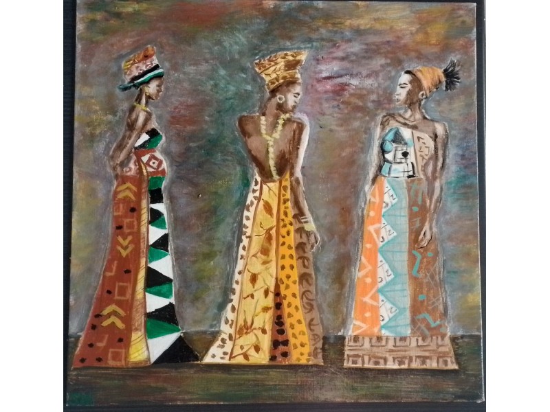 Afrikan women, Akrylic on canvas board. 30x30