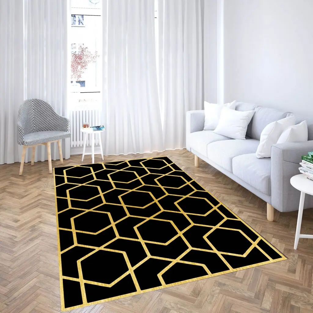 Conceptum Hypnose Tepih CG_66, Pravougaoni, 80 x 140 cm, Crno-zlatne boje