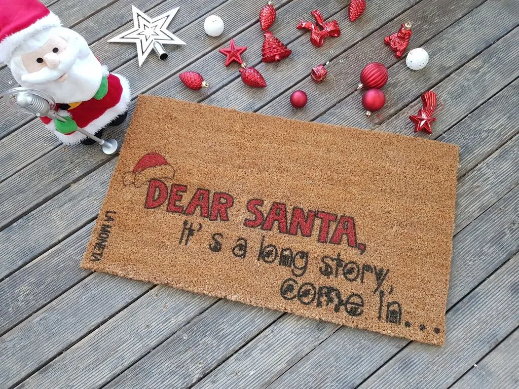 Aberto Design Otirač sa novogodišnjim motivom Dear Santa, 40x70 cm, Braon