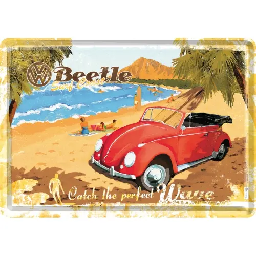 NOSTALGIC ART Znak VW Beetle - Ready for the Beach 20x30cm