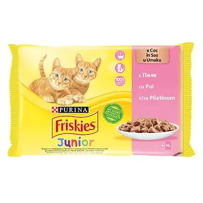 FRISKIES PURINA Vlažna hrana za mačke, Sos, Piletina, MV, 4x85 g