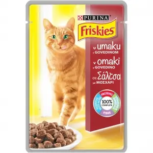 FRISKIES PURINA Vlažna hrana za mačke, Sos, Govedina, 85 g