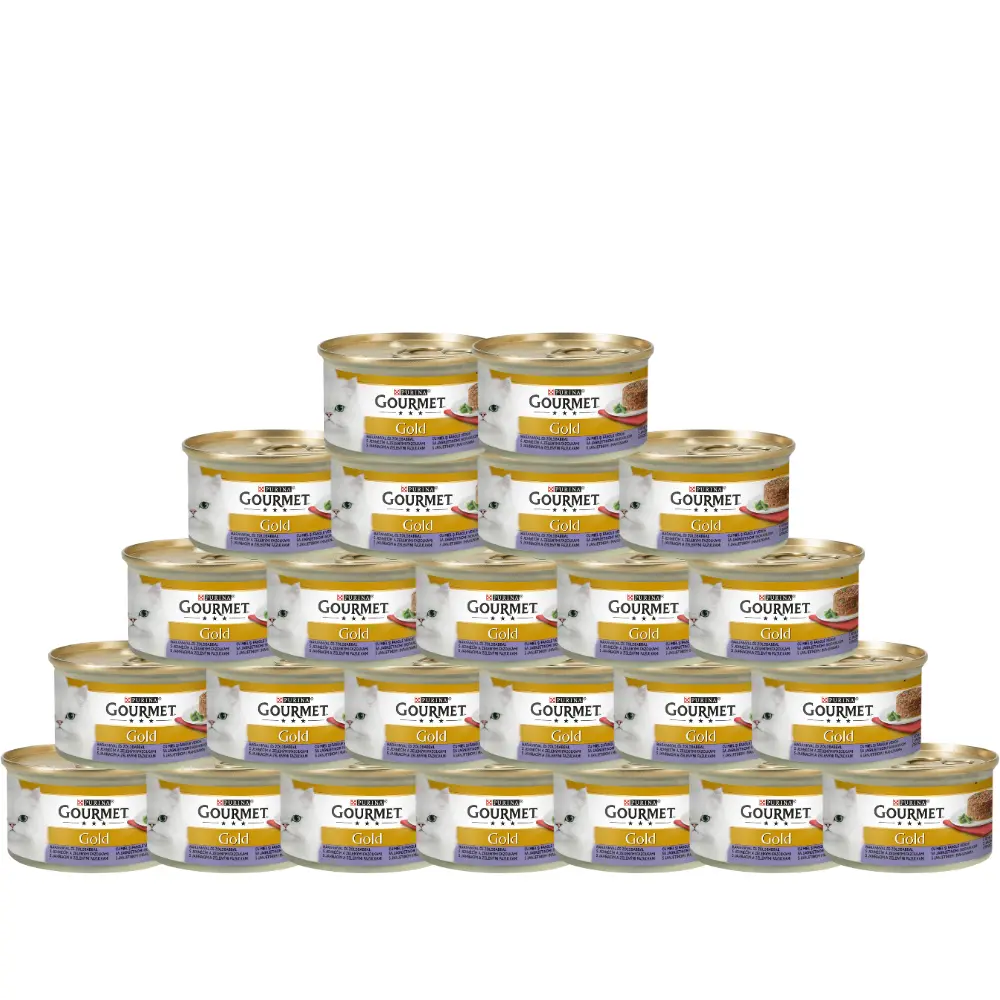 Purina Gourmet Vlažna hrana za mačke Gold Savoury Cake, Jagnjetina i boranija, 85g x24