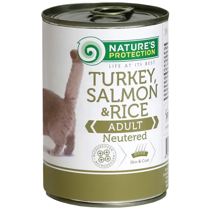 NATURE'S PROTECTION Hrana za mačke Neutered Turkey, Salmon&Rice, 400g