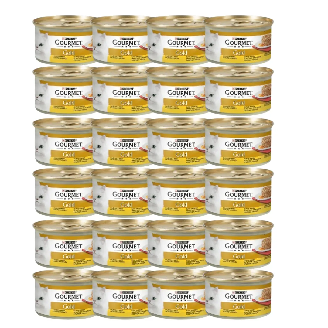 PURINA Gourmet Gold Vlažna hrana za mačke Cake Piletina i Šargarepa, 85g, 24 komada