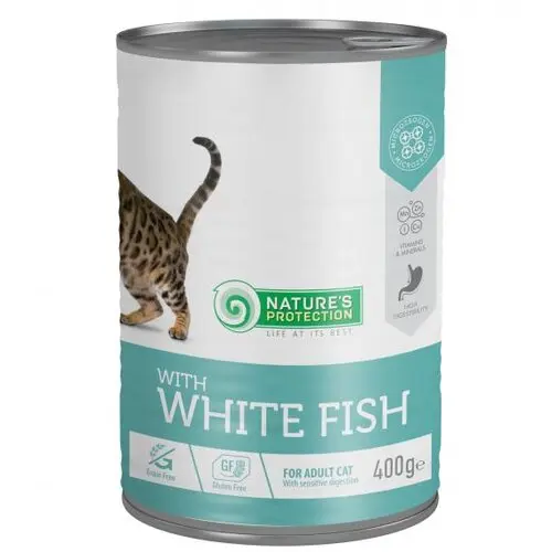 NATURE'S PROTECTION Hrana za mačke Sensitive Digestion White Fish, 400g