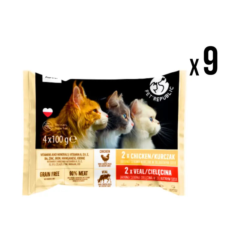 Pet Republic Vlažna hrana za mačke, Piletina, 4x100g, 9 komada