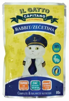 IL GATTO CAPITANO Hrana za mačke, Zečetina, 80g