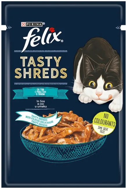 FELIX PURINA Vlažna hrana za mačke Tasty Shreds, 80g