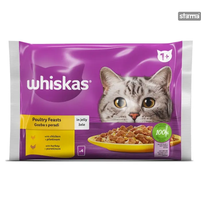 WHISKAS Kesice sa ukusom piletine i ćuretine za mačke 4x85g