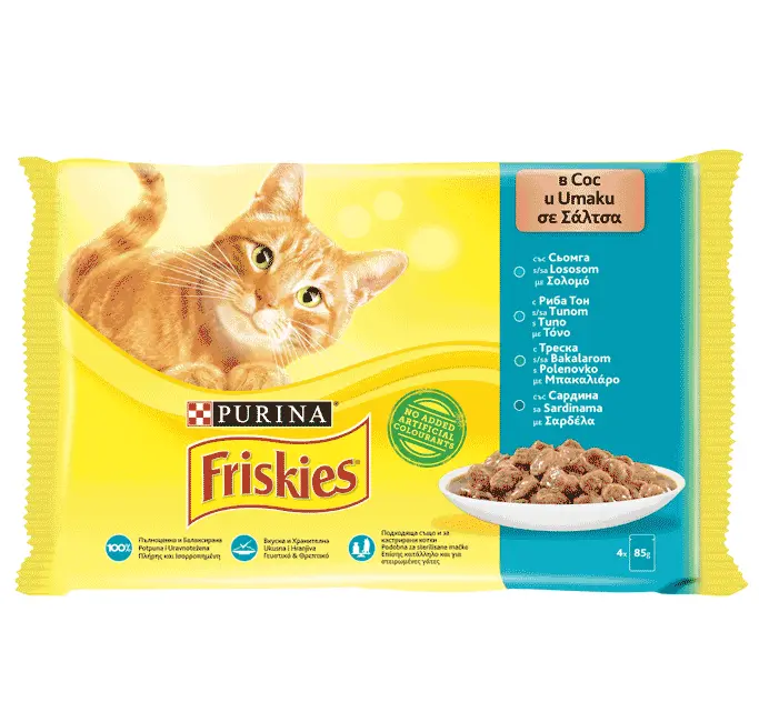 FRISKIES Sos za odrasle mačke sa ukusom lososa, 85g, 4 komada