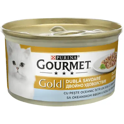 GOURMET Gold Purina Vlažna hrana za mačke, Duo, Riba i spanać u sosu, 85 g