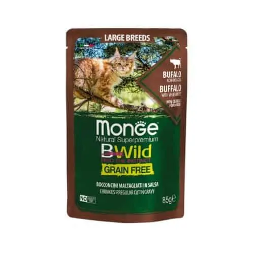 MONGE BWild Sos za mačke, Ukus bive i povrće, 85g