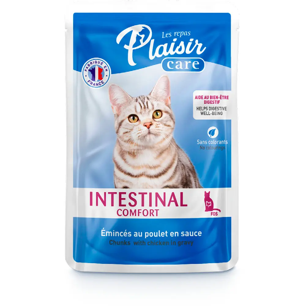 PLASIR Vlažna hrana za mačke Care Intestinal Comfort Piletina u sosu 85g