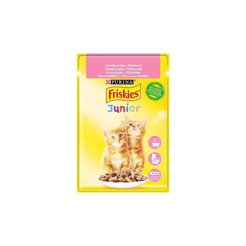 FRISKIES Vlažna hrana za mačke, Sos junior piletina, 85g