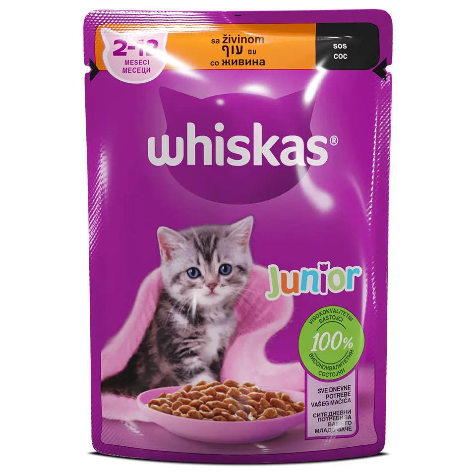 WHISKAS mala torbica za mače sa ukusom piletine
