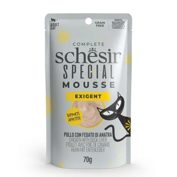 SCHESIR Vlažna hrana za mačke Special Mousse, Piletina, 70g