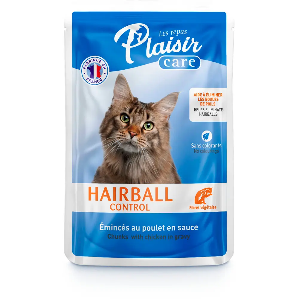 PLASIR Vlažna hrana za mačke Care Hairball Piletina u sosu 85g