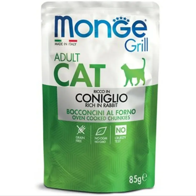 MONGE Vlažna hrana za mačke Cat grill Zečetina 85g