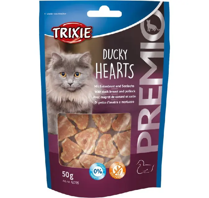 TRIXIE Poslastice za mačke Ducky Hearts, Pačeće grudi, 50 g