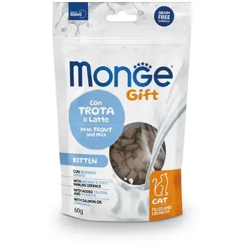 Monge Filled and Crunchy Kitten Poslastica za mačiće, Pastrmka sa mlekom, 60g
