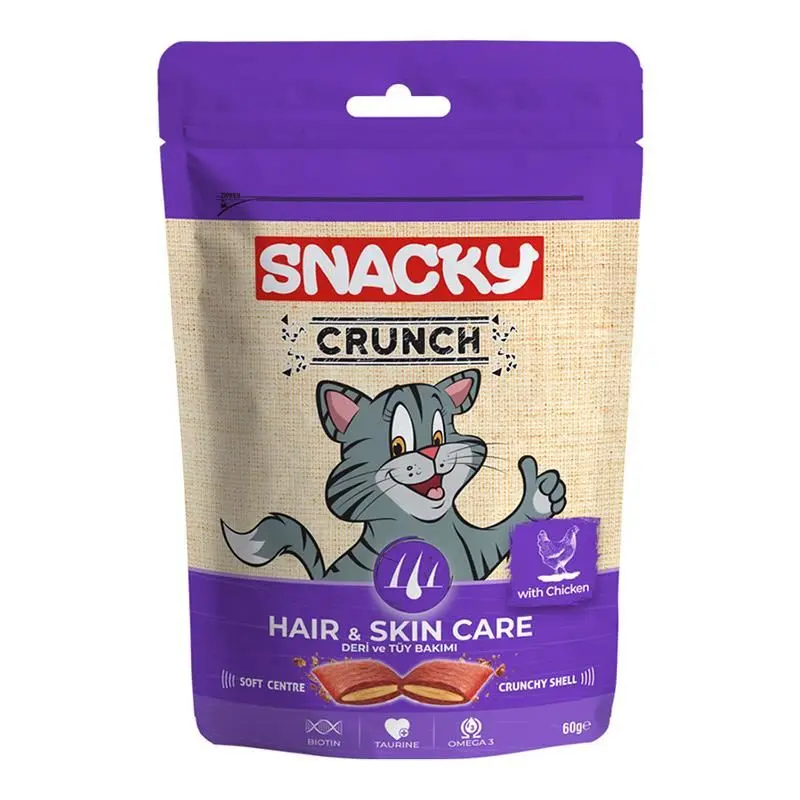 Snacky Cat Crunch Hrskava poslastica za mačke, koža i dlaka, Piletina, 60 g
