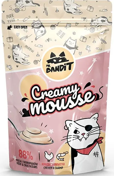 Mr. Bandit Vlažna hrana za mačke Creamy mousse, Piletina sa račićima, 60g