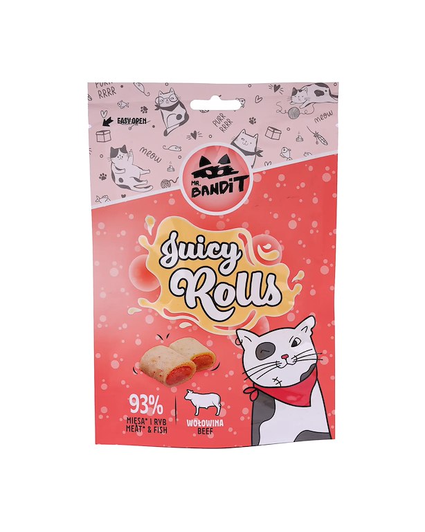 Mr. Bandit Vlažna hrana za mačke Juicy Rolls, Govedina, 40g