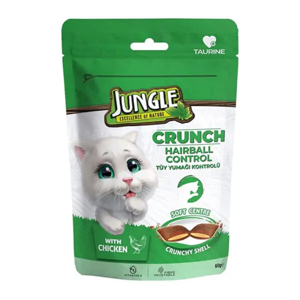Jungle Crunch Hrskava poslastica za mačke, Hairball control, Piletina, 60 g