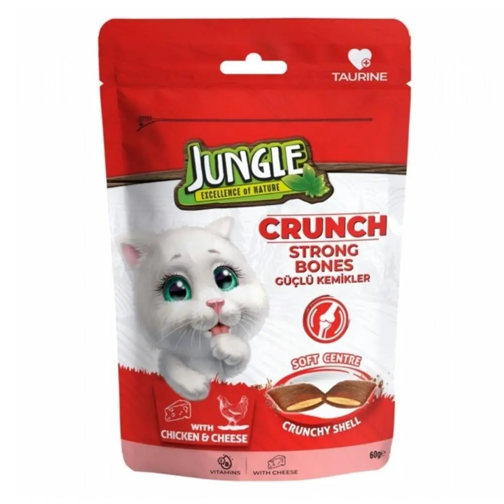 Jungle Crunch Hrskava poslastica za mačke za jake kosti, Piletina i sir, 60 g