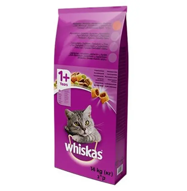 WHISKAS Suva hrana za odrasle mačke sa ukusom govedine, 14 kg