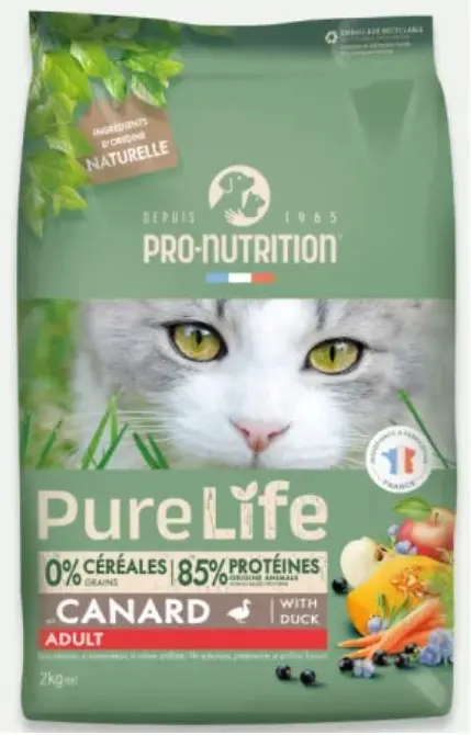 PRO-NUTRITION Suva hrana za mačke Pure Life Adult, Pačetina, 2kg