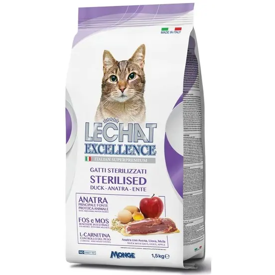 Lechat Excellence Hrana za sterilisane mačke od pačetine, 1.5kg