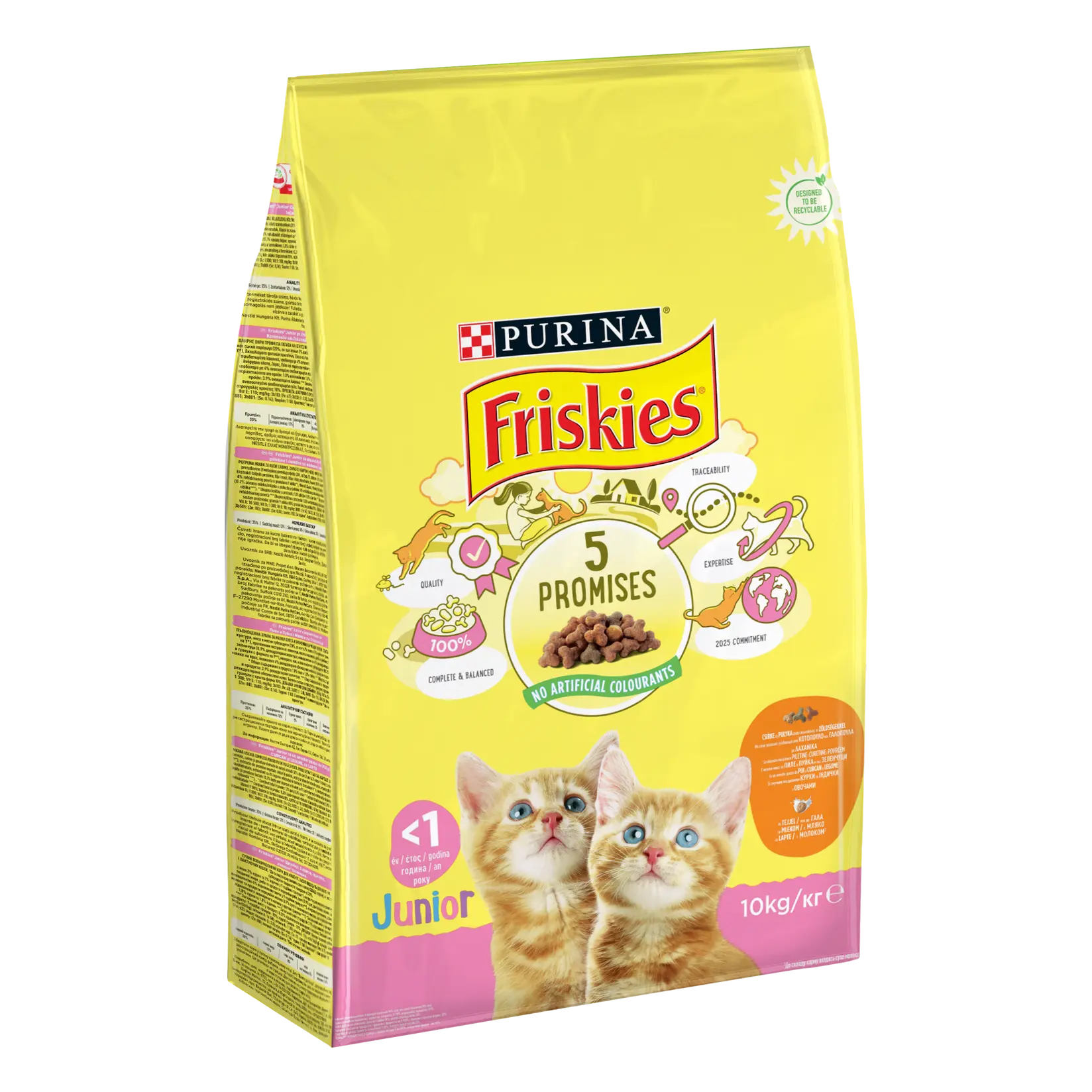 FRISKIES PURINA Suva hrana za mačiće, Piletina i povrće, 10 kg