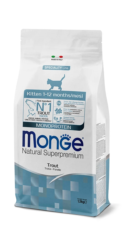 MONGE Hrana za mačiće sa ukusom pastrmke Natural Superpremium Monoprotein Kitten,Trout, 1.5kg