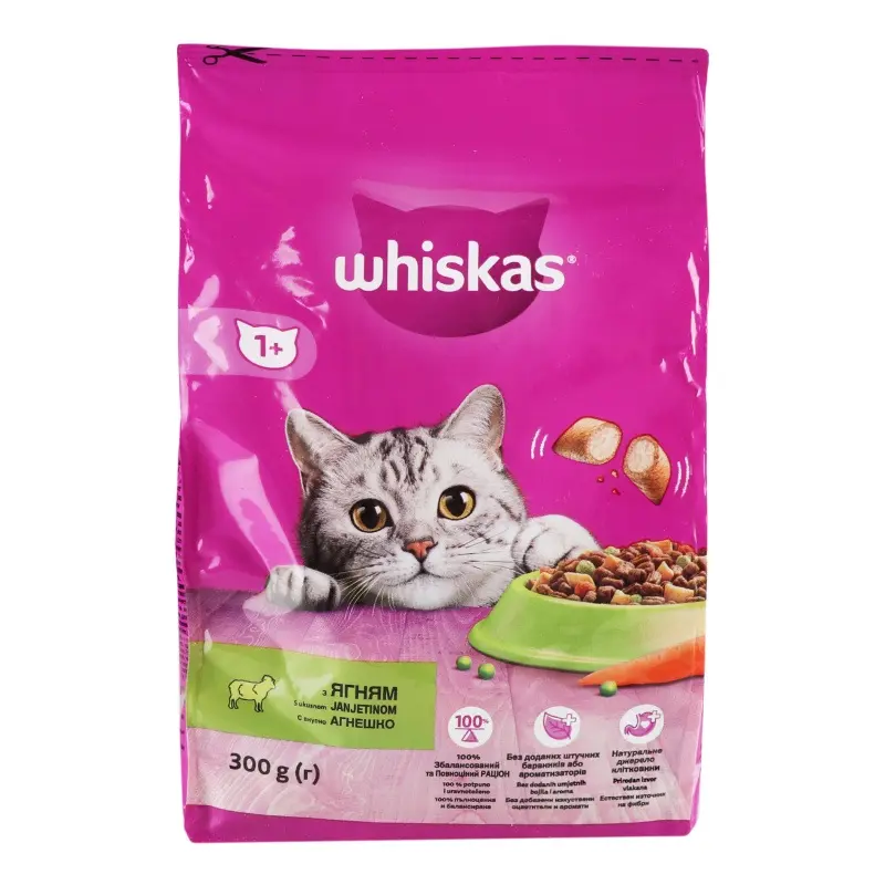 WHISKAS Suva hrana za odrasle mačke, Jagnjetina, 300 g
