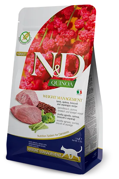 N&D Suva hrana za odrasle mačke Quinoa Weight Management, Jagnjetina i artičoke, 1.5kg