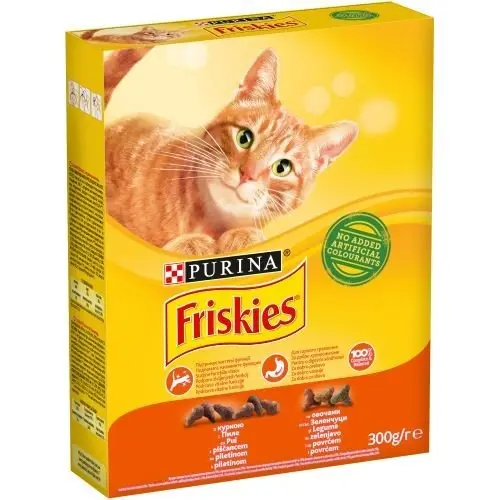 FRISKIES PURINA Suva hrana za mačke, Piletina i povrće, 300 g