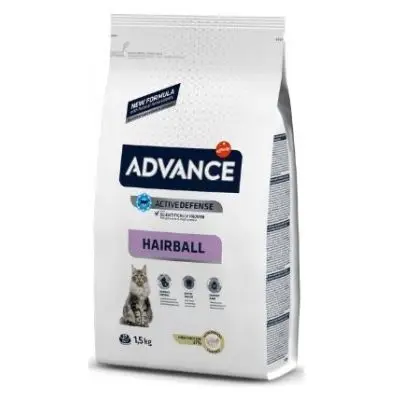 ADVANCE Suva hrana za mačke Hairball, Ćuretina, 1,5kg