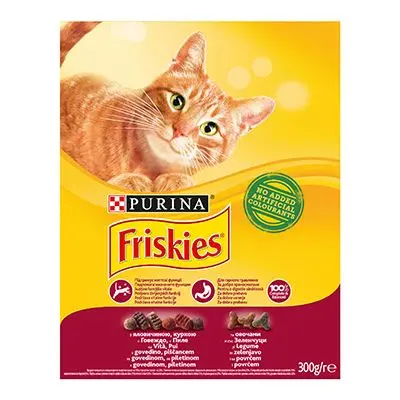FRISKIES PURINA Suva hrana za mačke, Meso, piletina i povrće, 300 g