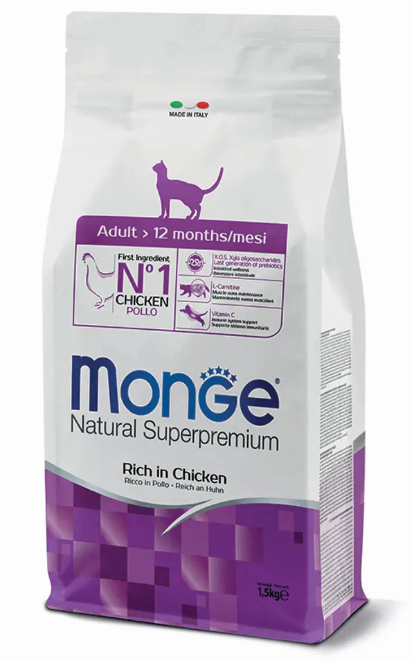 Monge Suva hrana za odrasle mačke Natural Superpremium, Piletina, 1.5kg