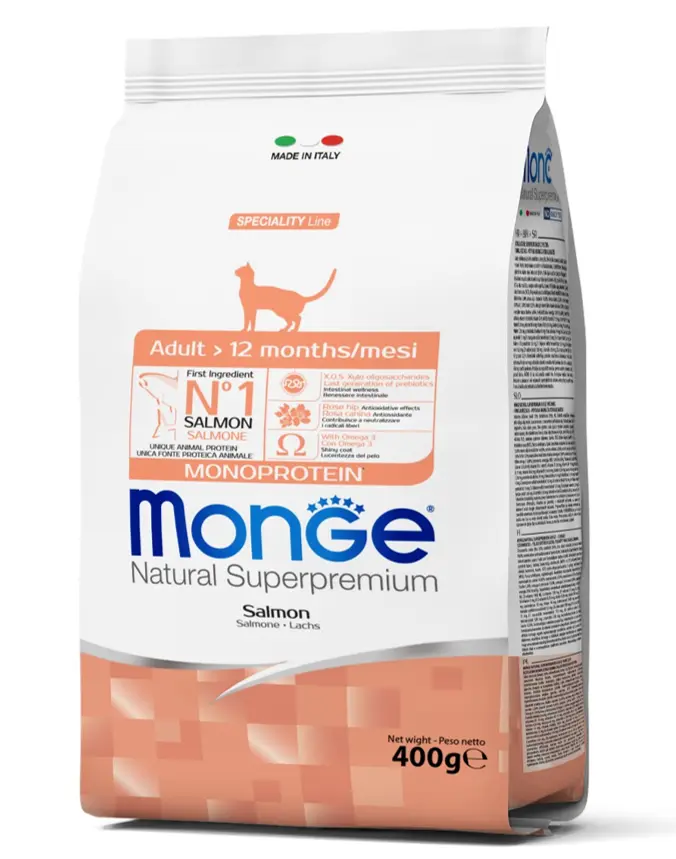 Monge Suva hrana za odrasle mačke Natural Superpremium, Losos, 0.4kg