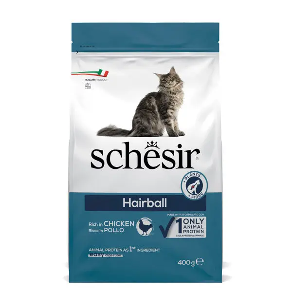SCHESIR Suva hrana za mačke Cat Hairball, Piletina, 400g