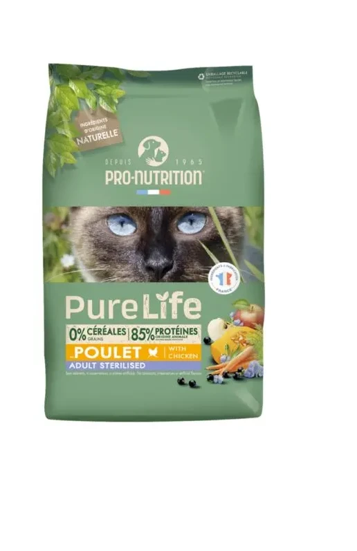 PRO-NUTRITION Suva hrana za mačke Pure Life Adult Sterilised, Piletina, 8kg
