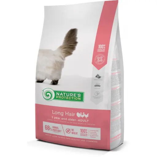 NATURE'S PROTECTION Hrana za mačke Adult Long Hair Poultry, 7kg