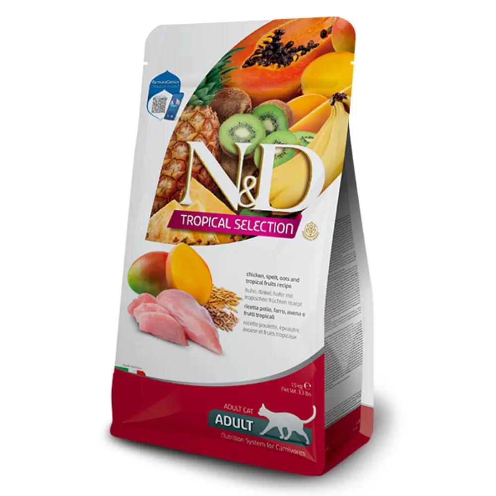 N&D Hrana za mačke Tropical Selection Adult Chicken, Spelt, Oats&Tropical Fruits, 1.5kg