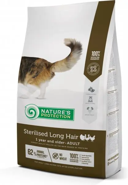 NATURE'S PROTECTION Hrana za mačke Sterilised Long Hair, 2kg