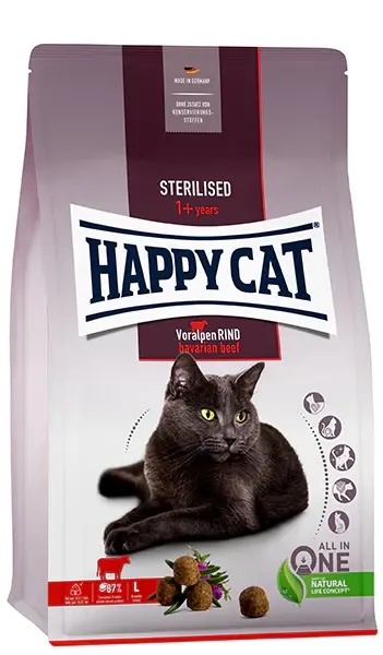 HAPPY CAT Suva hrana za sterilisane mačke, Govedina, 10 kg